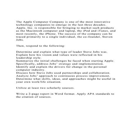 Assignment 3 Apple Computer Leadership ReportThe Apple Computer C.docx