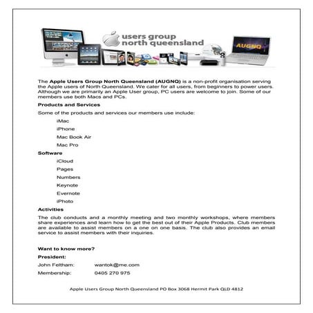 Apple User Group Townsville 2013 | PDF