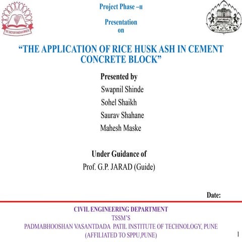 THE APPLICAION OF RICE HUSK ASH IN CONCRETE.pptx