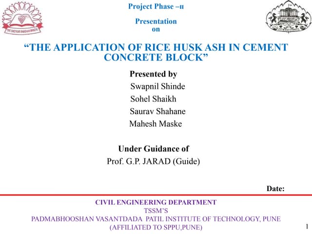 A REPORT ON PARTIAL SUBSTITUTE OF CEMENT IN CONCRETE USING RICE HUSK ...