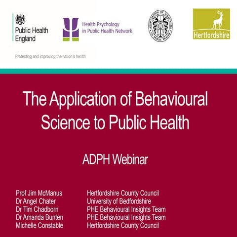 The application of behavioural science to public health adhp webinar ...