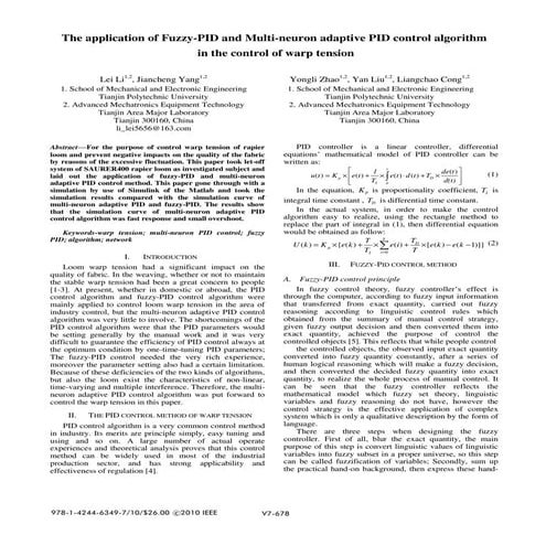 The Application Of Fuzzy Pid And Multi Neuron Adaptive Pid Control Algorithm In The Control Of