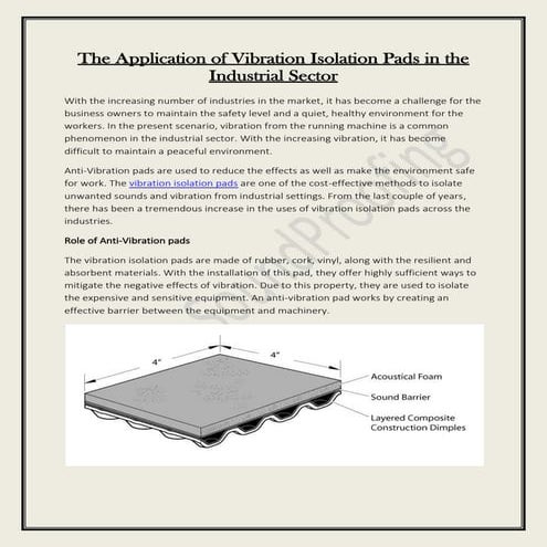 The Application of Vibration Isolation Pads in the Industrial Sector | PDF