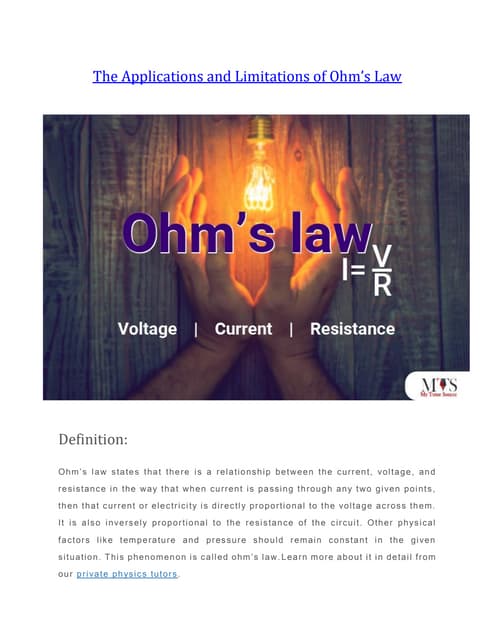 Electricity and ohm’s law | PPTX | Physics | Science