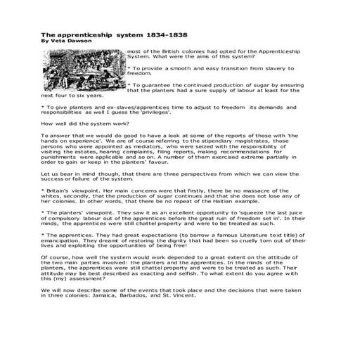 CSEC History The apprenticeship system 1834 | DOCX