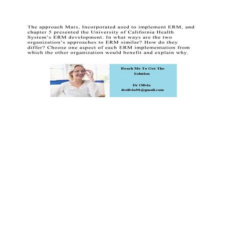 The approach Mars, Incorporated used to implement ERM, and chapter 5.docx