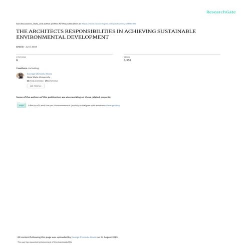 Thearchitectsresponsibilitiesinachievingsustainableenvironmentaldevelop ...