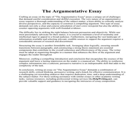The Argumentative Essay. Argumentative Essay Format | PDF