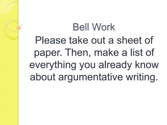 Argumentative Writing ppt - Grades 10-11 / Forms 4 - 5 | PPTX