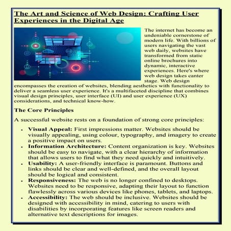 The Art and Science of Web Design Crafting User Experiences in the ...