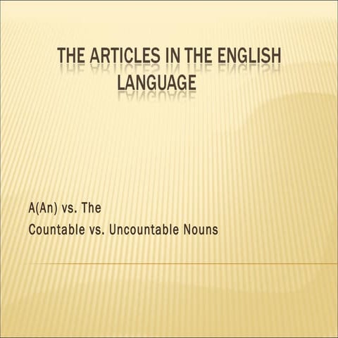 The articles in the english language | PPT