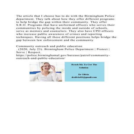 The article that I choose has to do with the Birmingham Police depar.docx