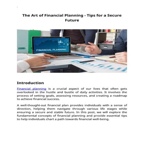 The Art of Financial Planning - Tips for a Secure Future - Joseph Stone ...