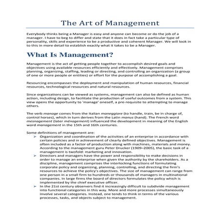 The Art Of Management | PDF