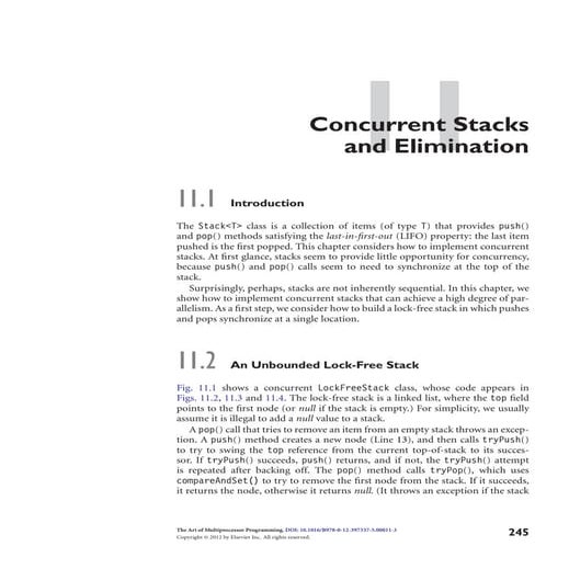 Concurrent Stacks and Elimination : The Art of Multiprocessor ...