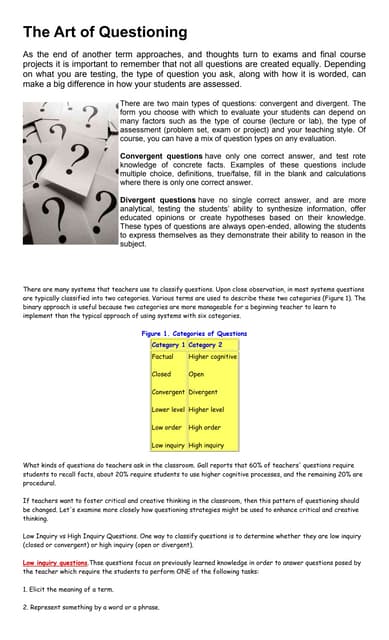 Convergent and Divergent Questioning Strategies | PPTX | Educational ...