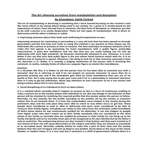 The Art of saving ourselves from manipulation and deception | PDF