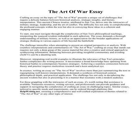 The Art Of War Essay.pdf | Computer Peripherals | Computing