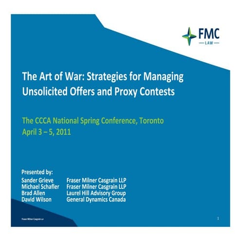 The Art of War: Strategies for Managing Unsolicited Offers and Proxy ...