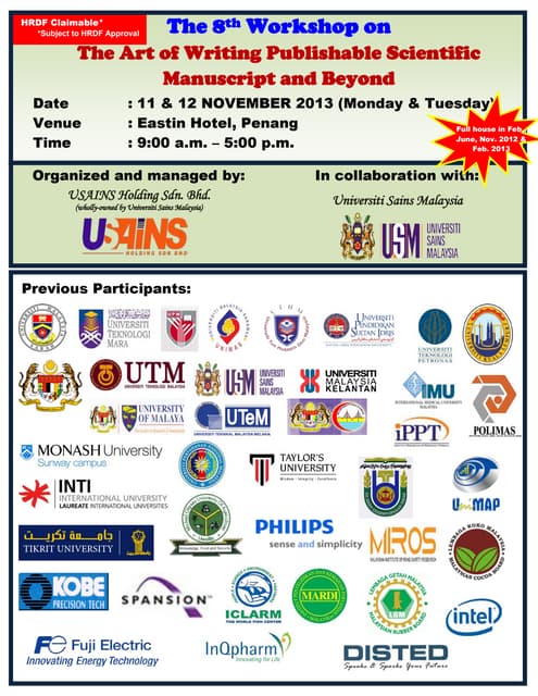 The 9th Workshop on The Art of Writing Publishable Scientific ...