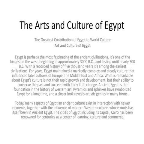 The arts and culture of egypt | PPTX