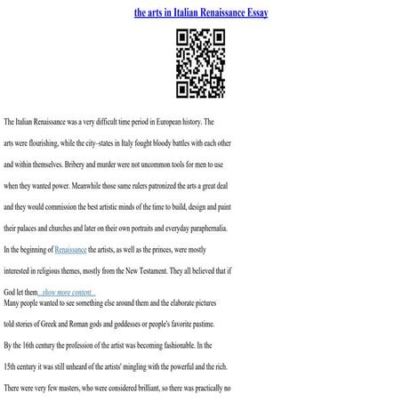 The Arts In Italian Renaissance Essay | PPT