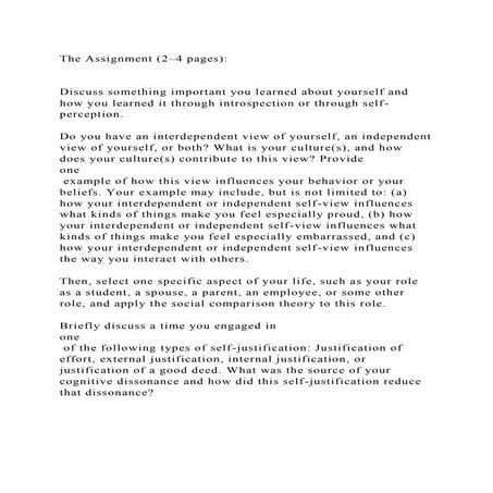 The Assignment (2–4 pages)Discuss something important you lea.docx