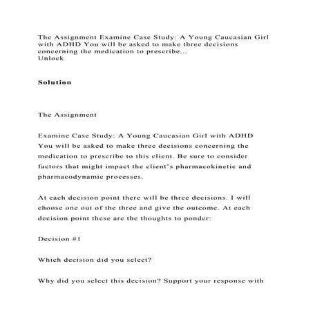 The Assignment Examine Case Study A Young Caucasian Girl with ADHD .docx