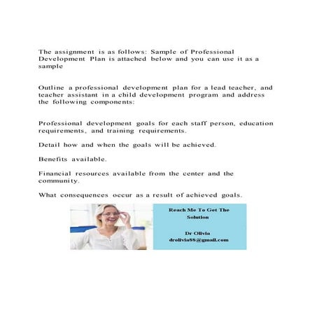 The assignment is as follows Sample of Professional Development | DOCX