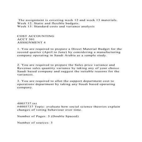 The assignment is covering week 12 and week 13 materials.Week 1.docx