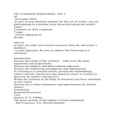 The Assignment Requirements Due 3rd November 2016As part of y.docx