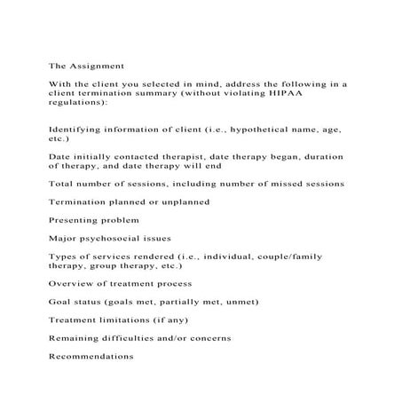 The AssignmentWith the client you selected in mind, address .docx