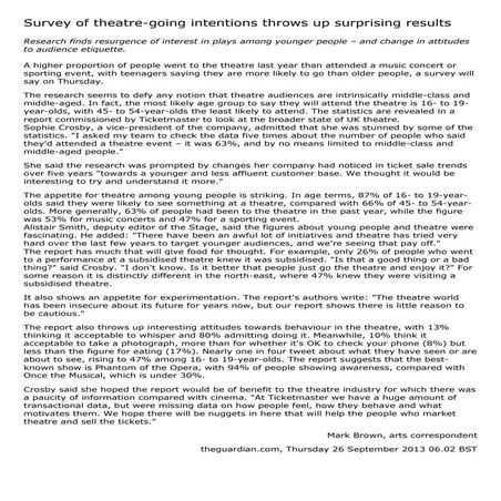 Theatre going survey results | DOCX | Theater Venues | Attractions