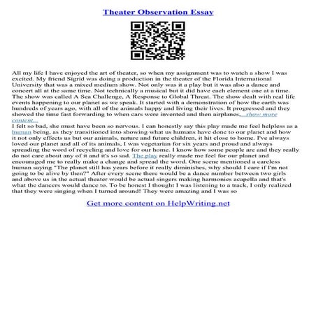 Theatre Essays | PDF