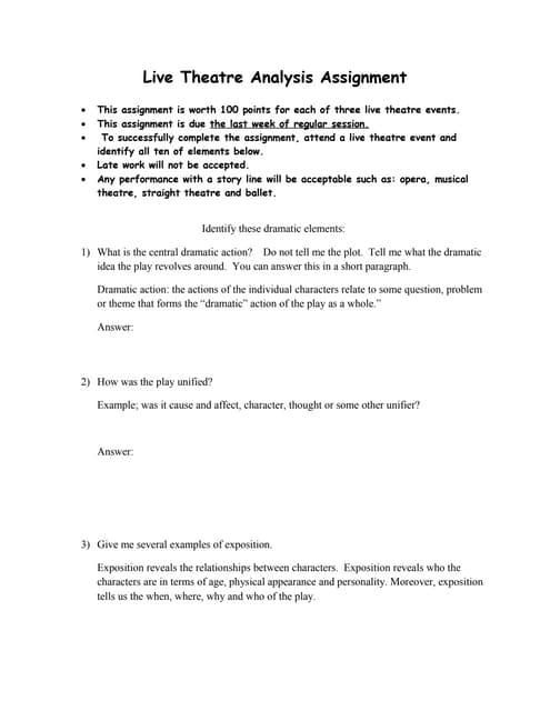 Live theatre event analysis form | PDF