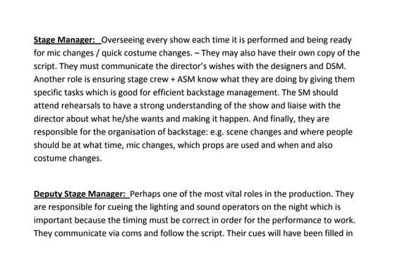 Stage manager’s responsibilities | PDF
