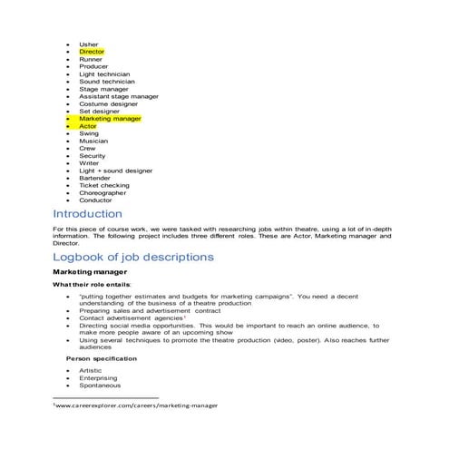 Theatre jobs booklet | DOCX