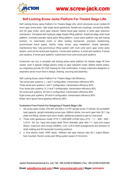 Self Locking Worm Gear Screw Jack Stage Lifting Platform For Theater ...