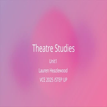 Theatre Studies - Powerpoint Entertainmn | PPTX