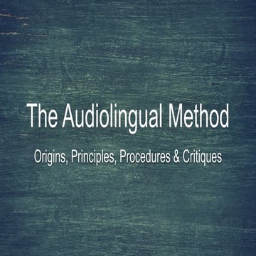 The Audiolingual Method | PDF