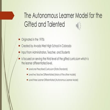 The autonmous learner model for the gifted and | PPTX