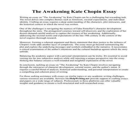 The Awakening Kate Chopin Essay | PDF