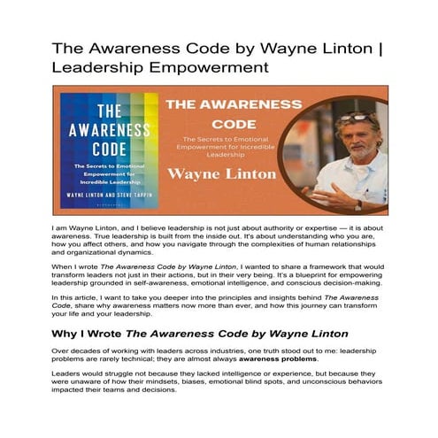 The Awareness Code by Wayne Linton | Leadership Path | PDF