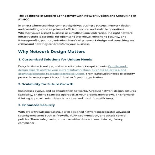 The Backbone of Modern Connectivity with Network Design and Consulting in AI-NOC.docx