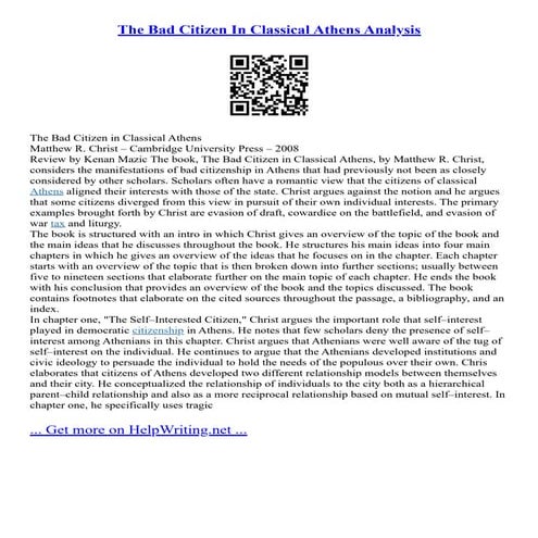 The Bad Citizen In Classical Athens Analysis | PDF