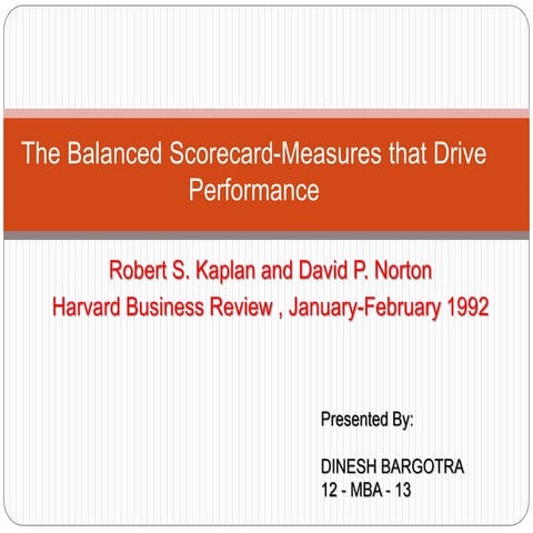 The balanced scorecard measures that drive performance | PPTX