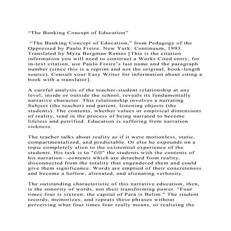 The Banking Concept of Education” The Banking Concept of Edu.docx