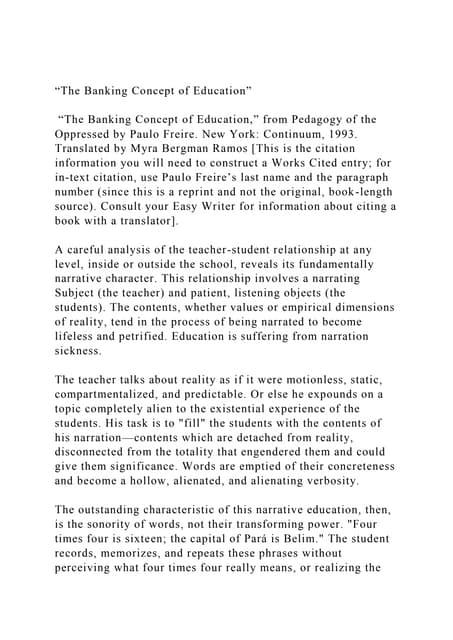 Educational philosophy of paulo freire | PDF