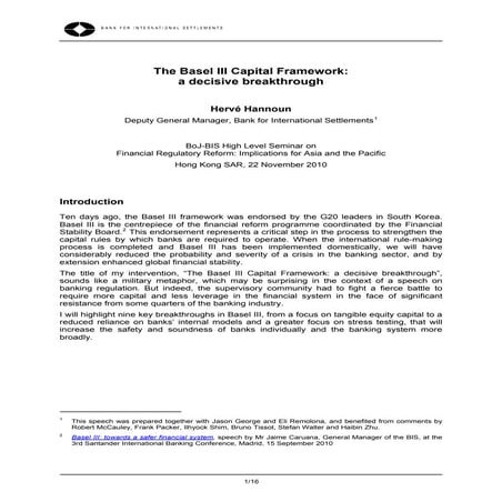 The basel iii capital framework a decisive breakthrough | PDF