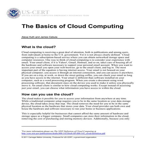 The Basics of Cloud Computing | PDF